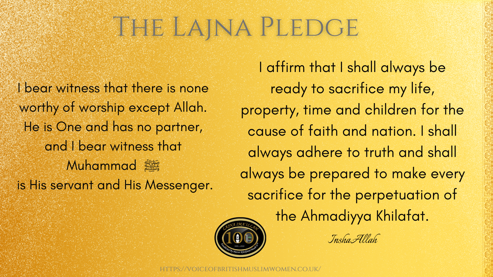 The Lajna Pledge – Voice of British Muslim Women